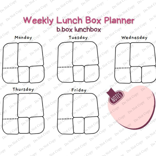 B.Box Lunch Box Bento Meal Planner Template - Weekly Daily Meal Plan ...